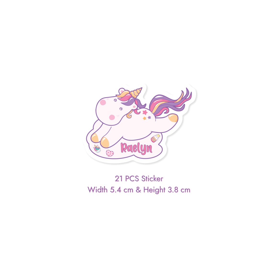 Stiker label nama Chibi Unicorn – Agette